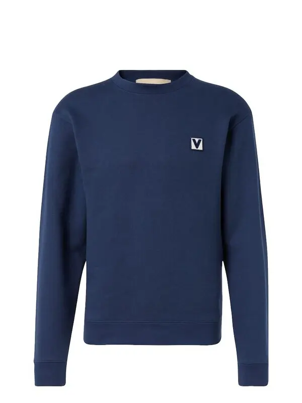 Valentino Garavani Vlogo Cotton Jersey Sweatshirt - Blue