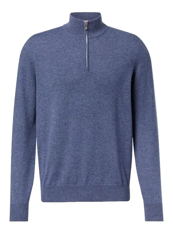 Brunello Cucinelli Cashmere Half-zip Sweater - Blue
