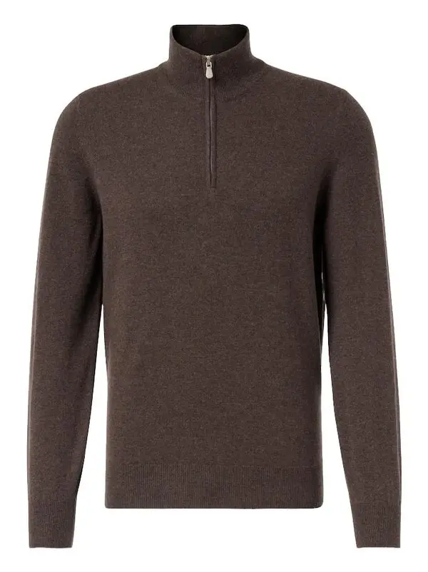 Brunello Cucinelli Cashmere Half-zip Sweater - Brown