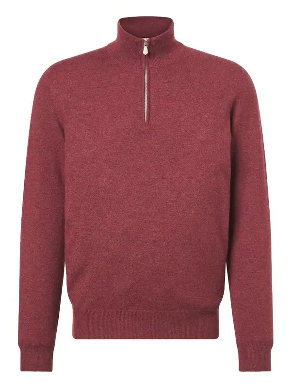 Brunello Cucinelli Cashmere Half-zip Sweater - Deep Burgundy