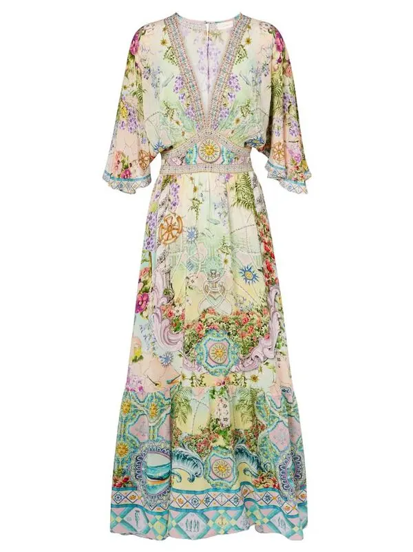 Camilla Embellished Silk Maxi Dress - Multicoloured