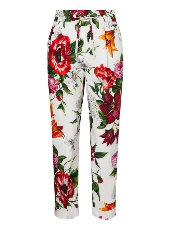 Dolce & Gabbana Floral High-rise Cotton Straight Pants - Multicoloured