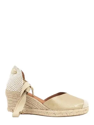 MENINA STEP Jimena Medium Laces Wedges - Gold