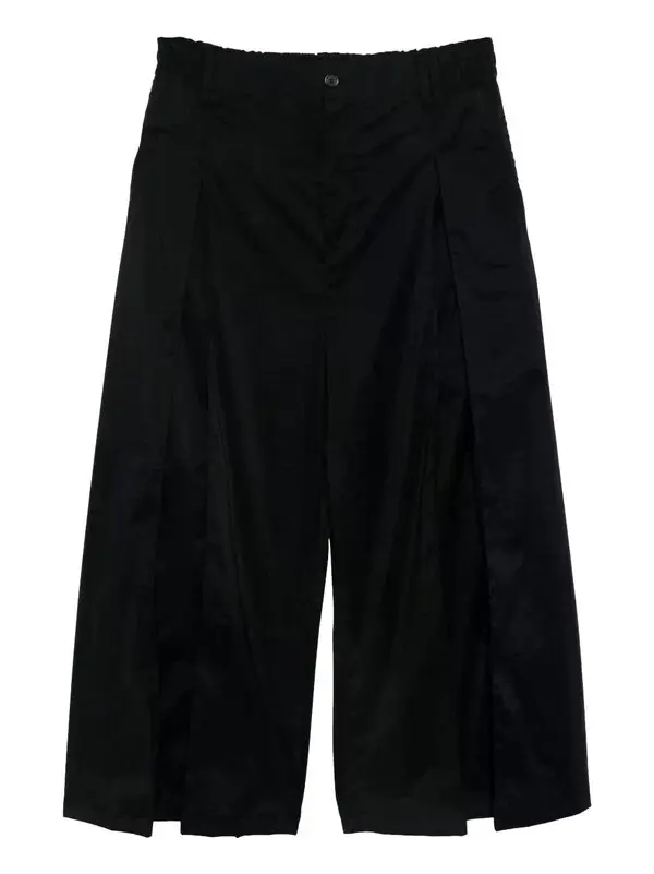 SONGZIO Box Pleat Cropped Wide Leg Pants - Black