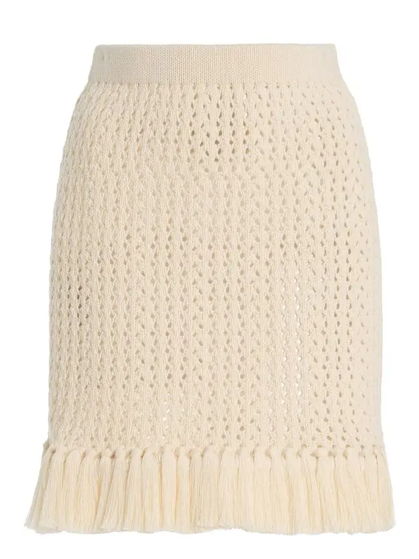 Escvdo Espina Fringed Crocheted Mini Skirt - Ivory