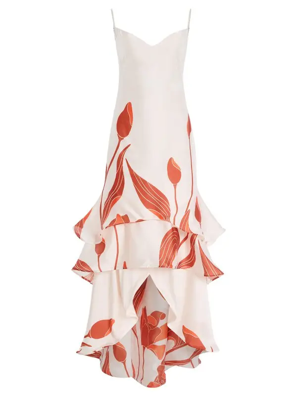 ANDRES OTALORA Arte Mio Tulip-printed Maxi Dress - Orange