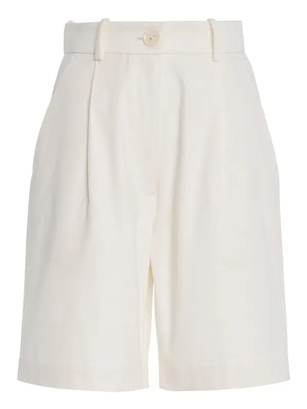 S.S.DALEY Clement Pleated Wool Shorts - Ivory