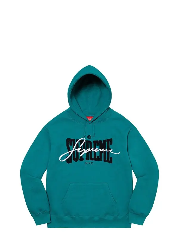 Supreme Embroidered Chenille Hooded Sweatshirt - Teal