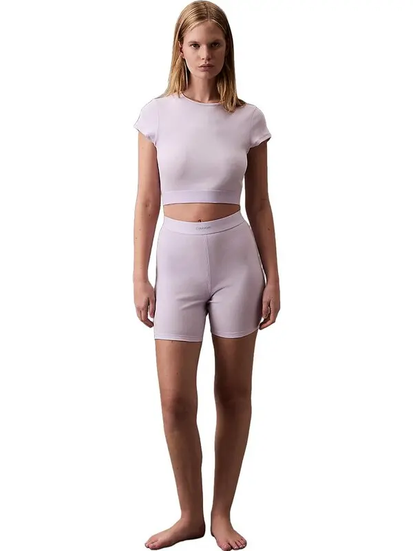 Calvin Klein Cotton Stretch Rib Bike Shorts - Lilac Quartz