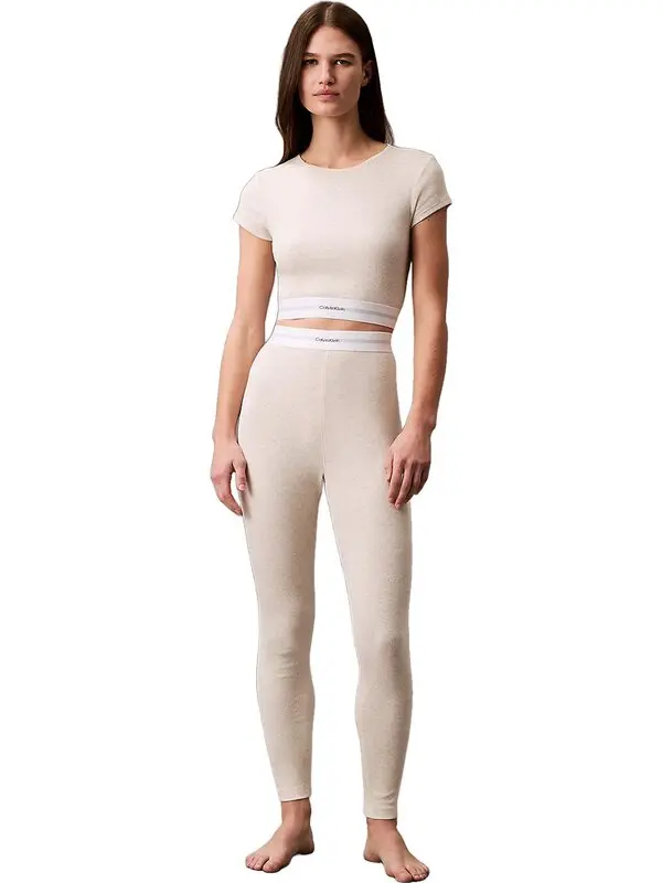 Calvin Klein Cotton Stretch Rib Leggings - Oatmeal Heather
