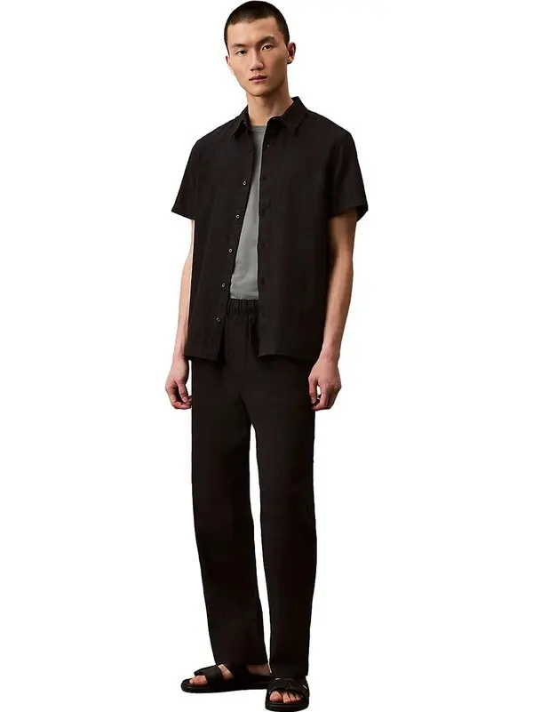 Calvin Klein Linen-cotton Pull-on Pants - Black