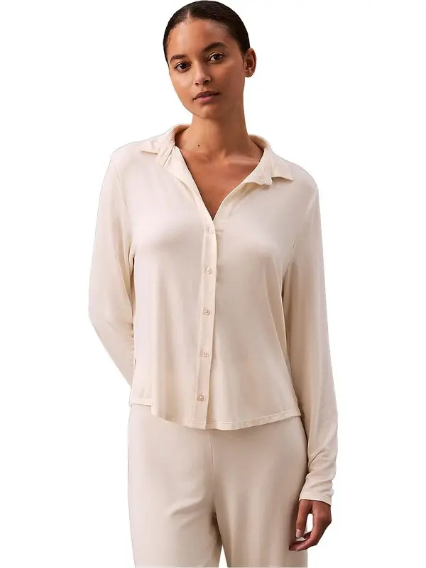 Calvin Klein Ultra Soft Modal Button-down Shirt - Ivory