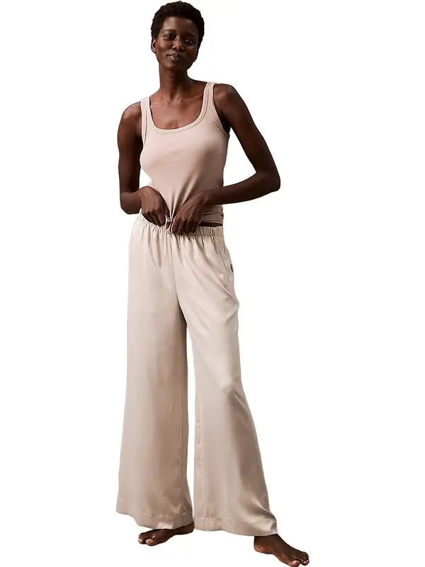 Calvin Klein Satin Wide Leg Sleep Pants - Cocoon