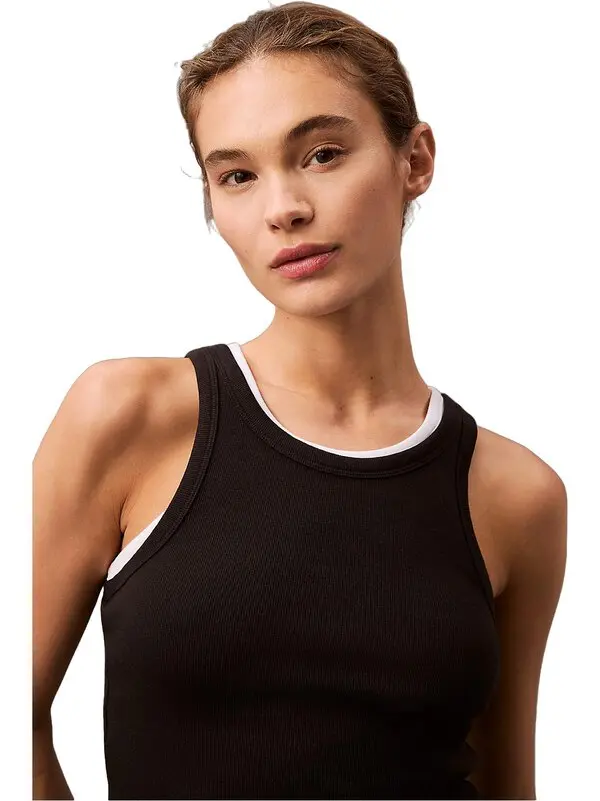Calvin Klein Cotton Contour Rib Tank - Black Beauty