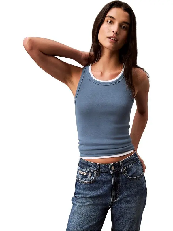 Calvin Klein Cotton Contour Rib Tank - China Blue