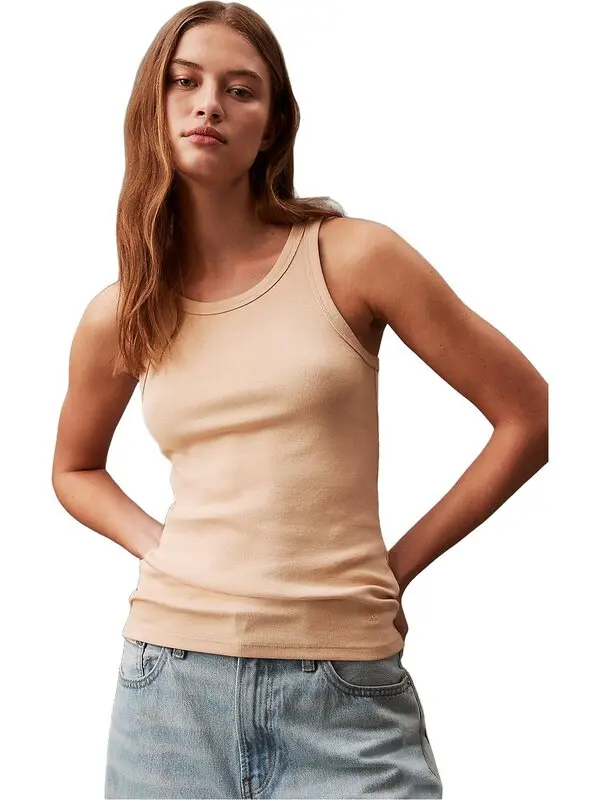 Calvin Klein Cotton Contour Rib Tank - Sahara Tan