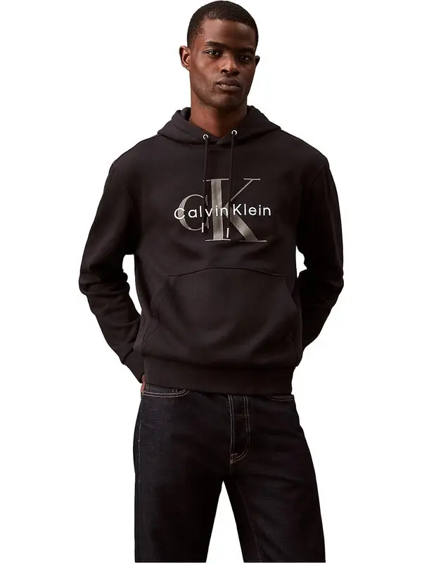 Calvin Klein Monologo Fleece Hoodie - Black Beauty