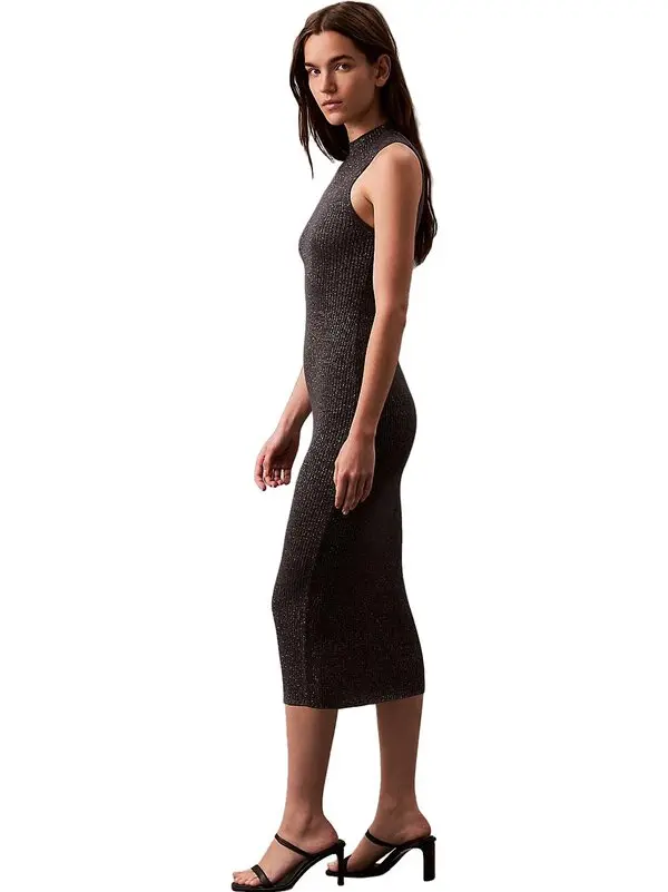 Calvin Klein Lurex Midi Dress - Ebony
