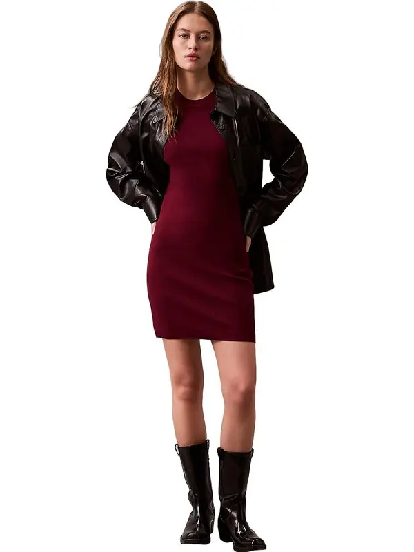 Calvin Klein Tech Knit Mini Dress - Cherrywood