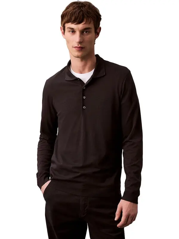 Calvin Klein Fine Knit Polo Shirt - Black