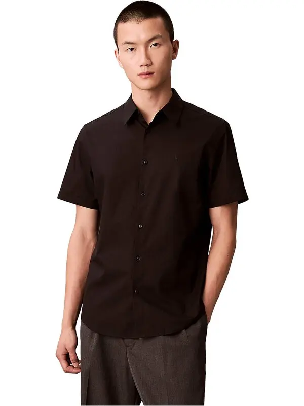 Calvin Klein Cotton Stretch Slim Button-down Shirt - Black