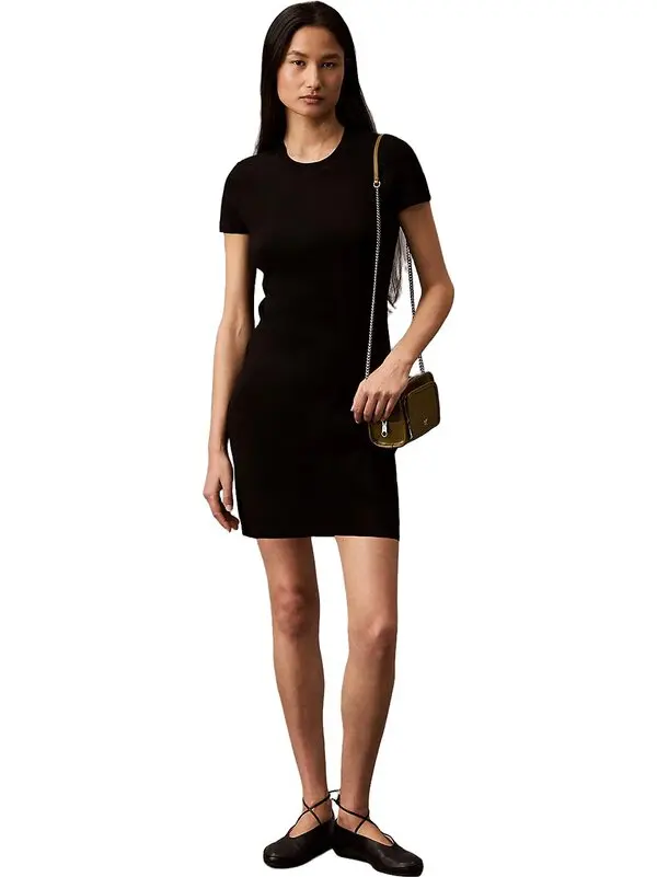 Calvin Klein Tech Knit Short Sleeve Dress - Black Archroma