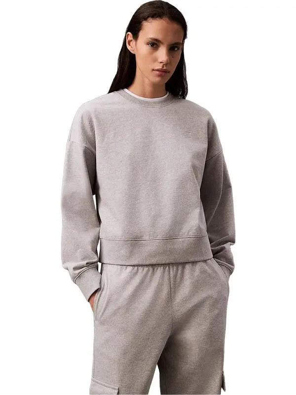 Calvin Klein Archive Logo Fleece Relaxed Sweatshirt - Medium Heather Gray