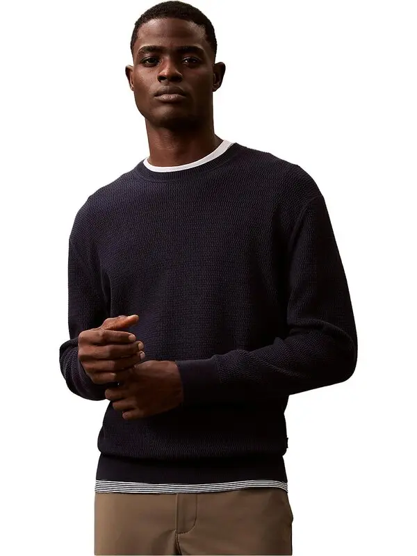 Calvin Klein Relaxed Textured Sweater - Baritone Blue