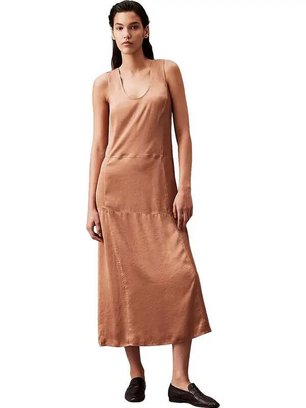Calvin Klein Crushed Satin Maxi Dress - Tea Time