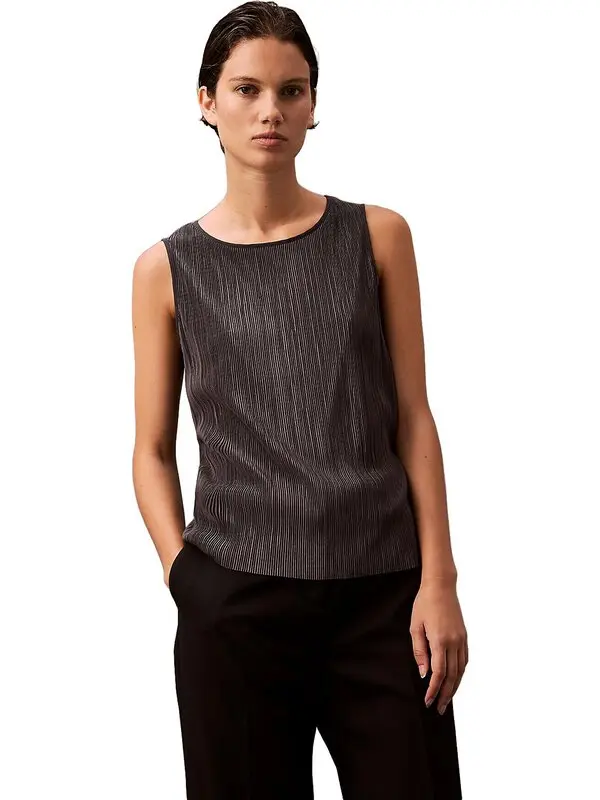 Calvin Klein Pleated Tank Top - Ebony