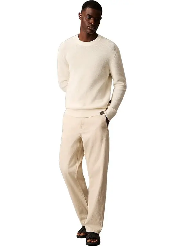 Calvin Klein Cotton Linen Straight Leg Pants - Natural Sun