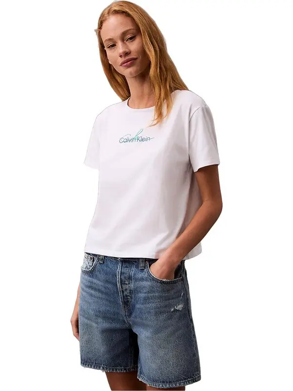 Calvin Klein Slim T-shirt With Script Logo - Brilliant White
