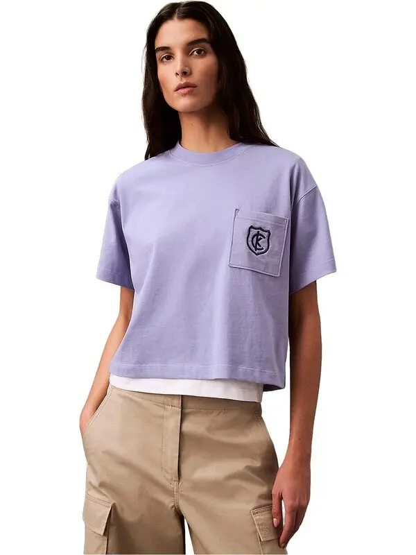 Calvin Klein Monogram Logo Crest Graphic Boxy T-shirt - Perisan Violet