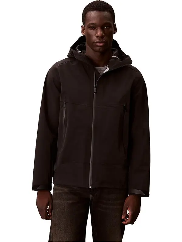 Calvin Klein Tech Hooded Windbreaker Jacket - Black