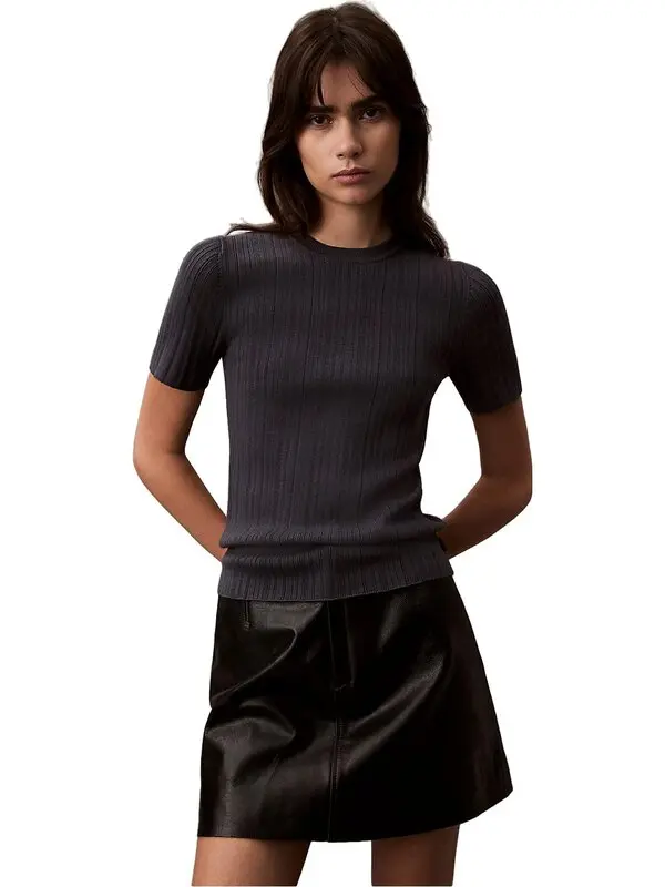 Calvin Klein Ribbed Slim T-shirt - Ebony