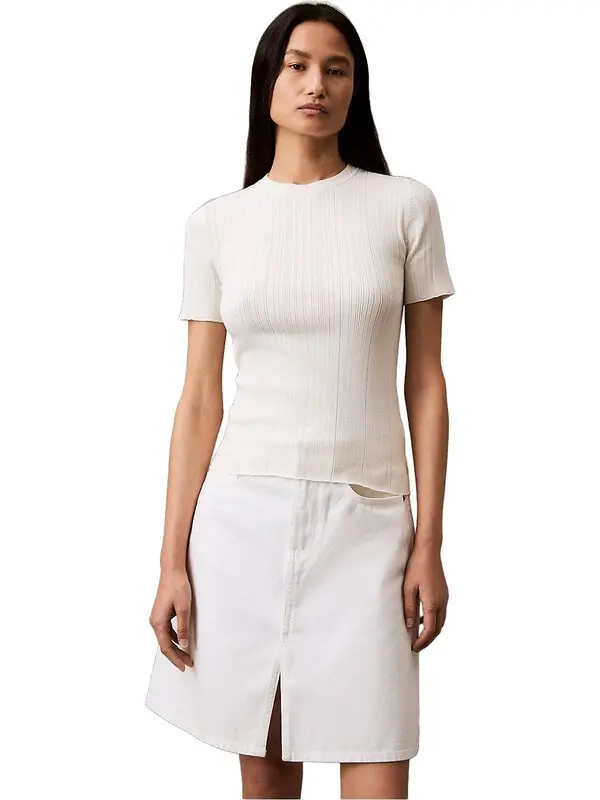 Calvin Klein Ribbed Slim T-shirt - Tofu