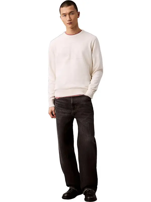 Calvin Klein Smooth Cotton Monogram Sweater - Tofu