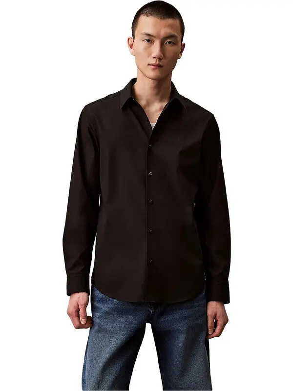 Calvin Klein Classic Stretch Button-down Shirt - Black
