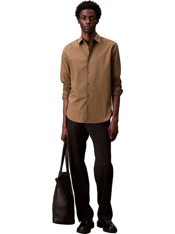 Calvin Klein Classic Stretch Button-down Shirt - Capers
