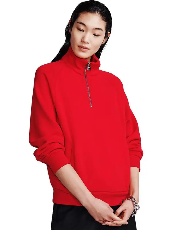 Calvin Klein Terry Zip Polo Sweatshirt - Red