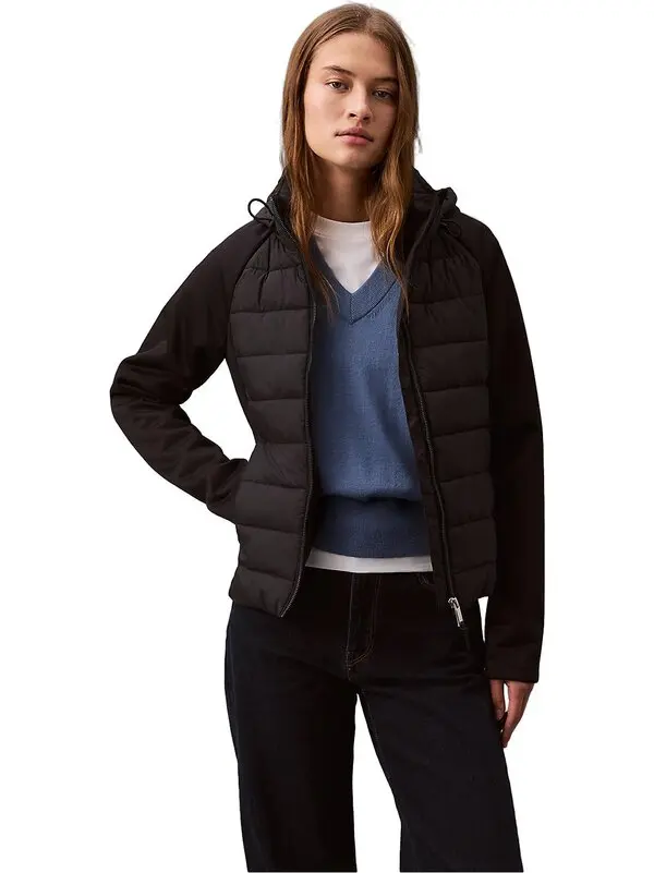 Calvin Klein Mixed Media Puffer Jacket - Black Beauty