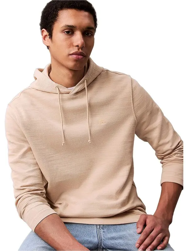 Calvin Klein Cotton Blend Ribbed Classic Hoodie - Irish Cream