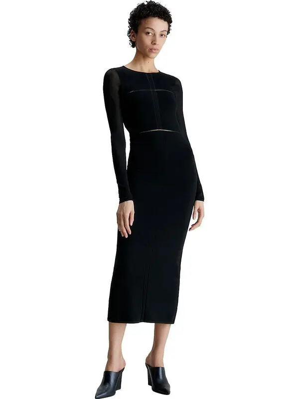 Calvin Klein Sheer Cut-out Back Maxi Dress - Black