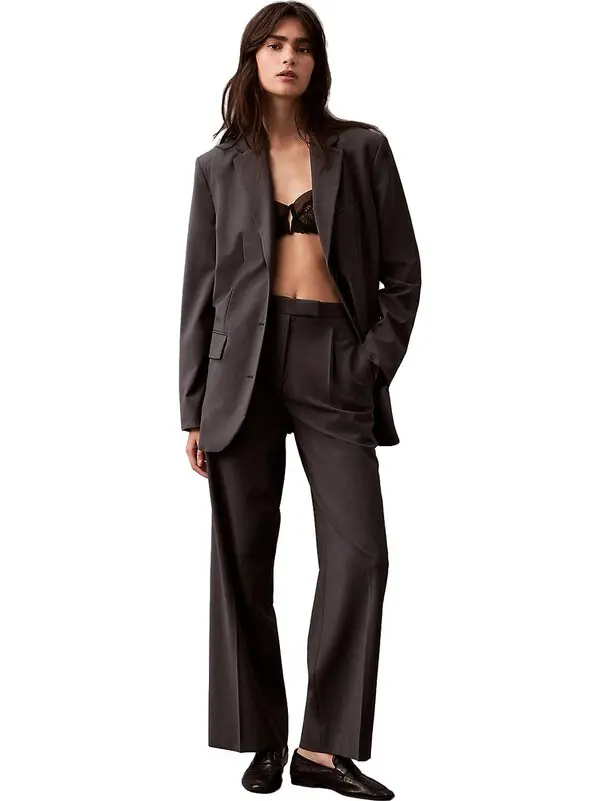 Calvin Klein Tropical Wool Blend Pleated Trousers - Endless Gray