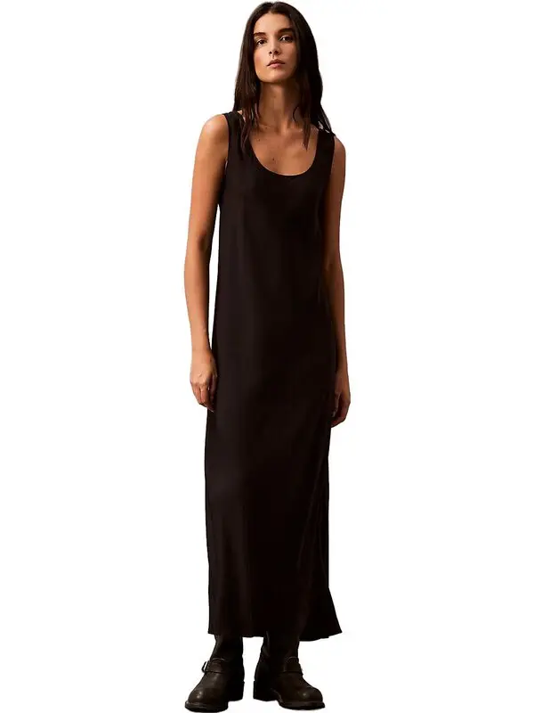 Calvin Klein Viscose Twill Maxi Slip Dress - Black Archroma