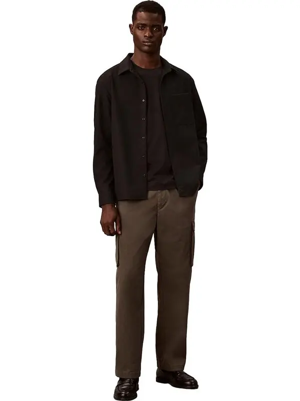 Calvin Klein Cotton Stretch Straight Fit Cargo Pants - Beluga