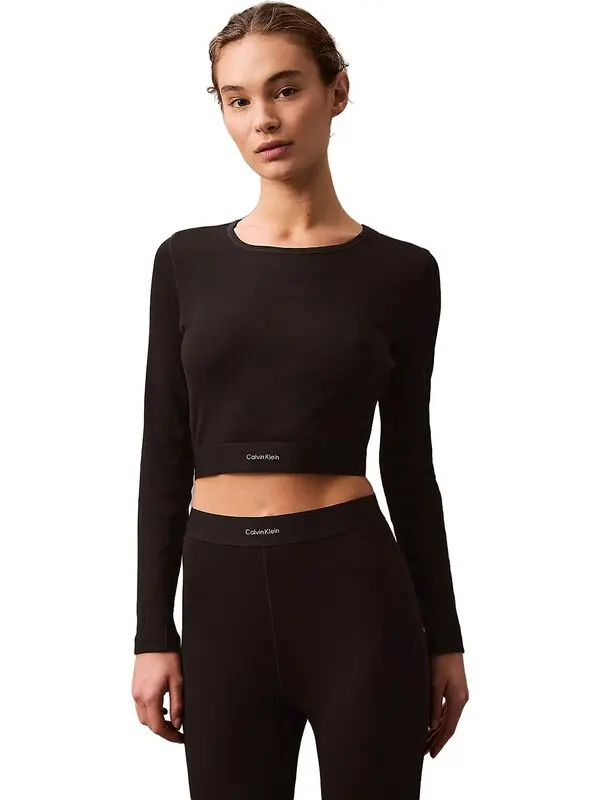 Calvin Klein Cotton Stretch Ribbed Cropped T-shirt - Black