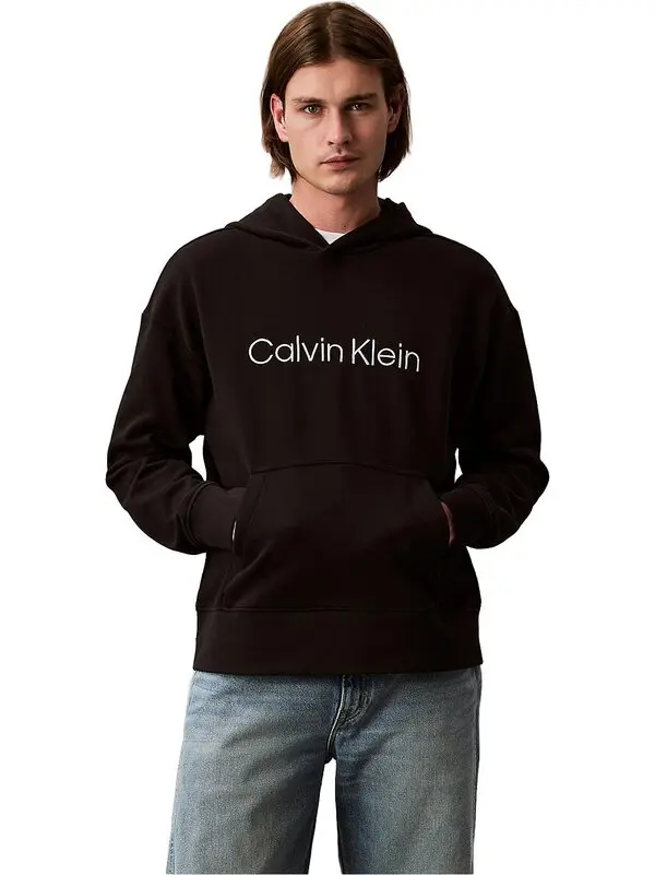 Calvin Klein Standard Logo Terry Relaxed Hoodie - Black