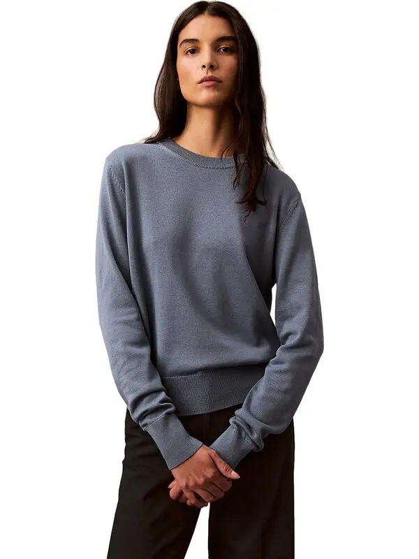 Calvin Klein Smooth Cotton Sweater - China Blue