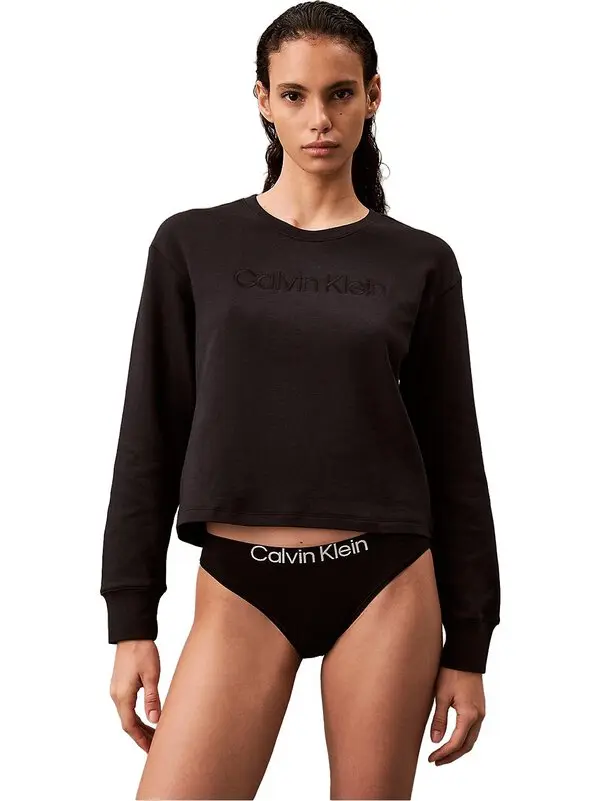 Calvin Klein Terry Lounge Relaxed Crewneck Sweatshirt - Black